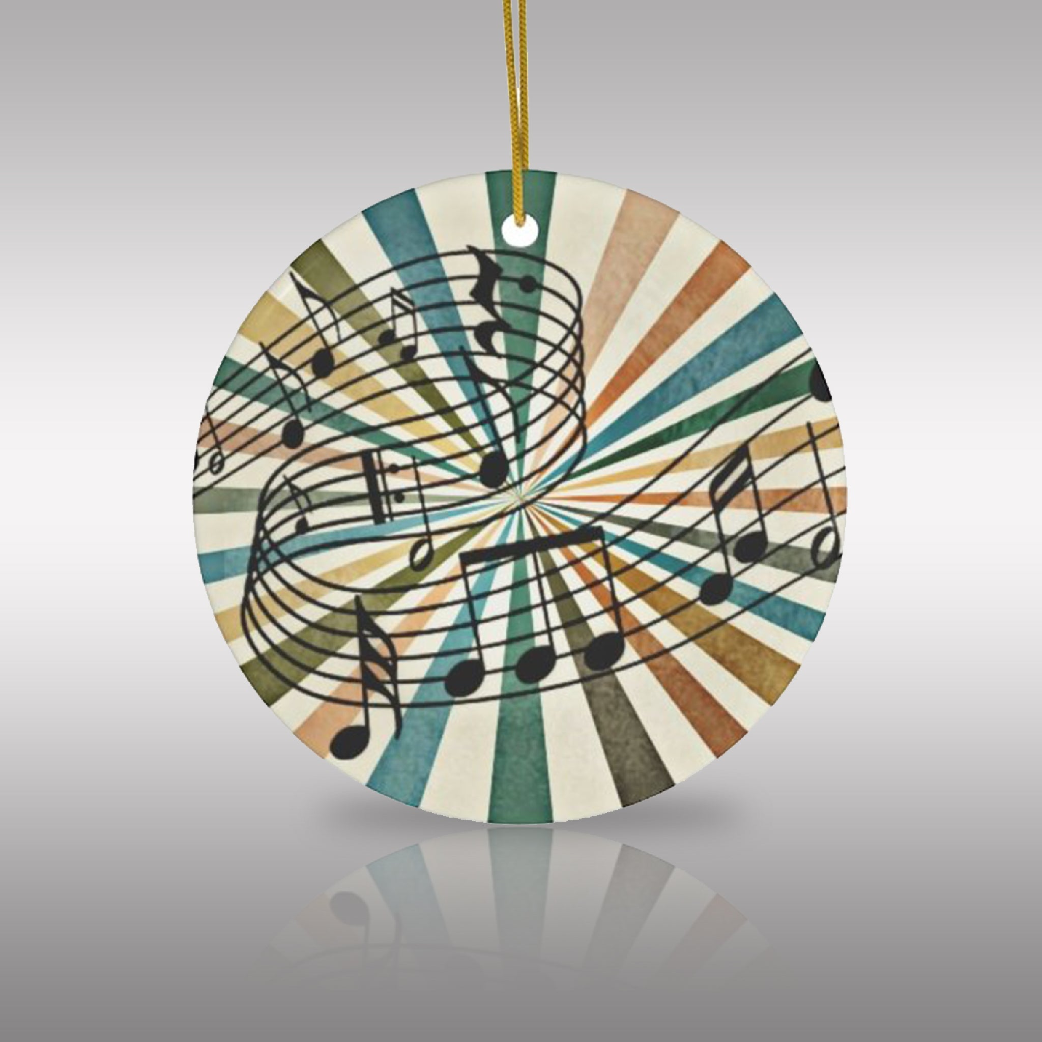 Retro Vintage Music Notes Ceramic Ornament | Christmas Market Ornaments