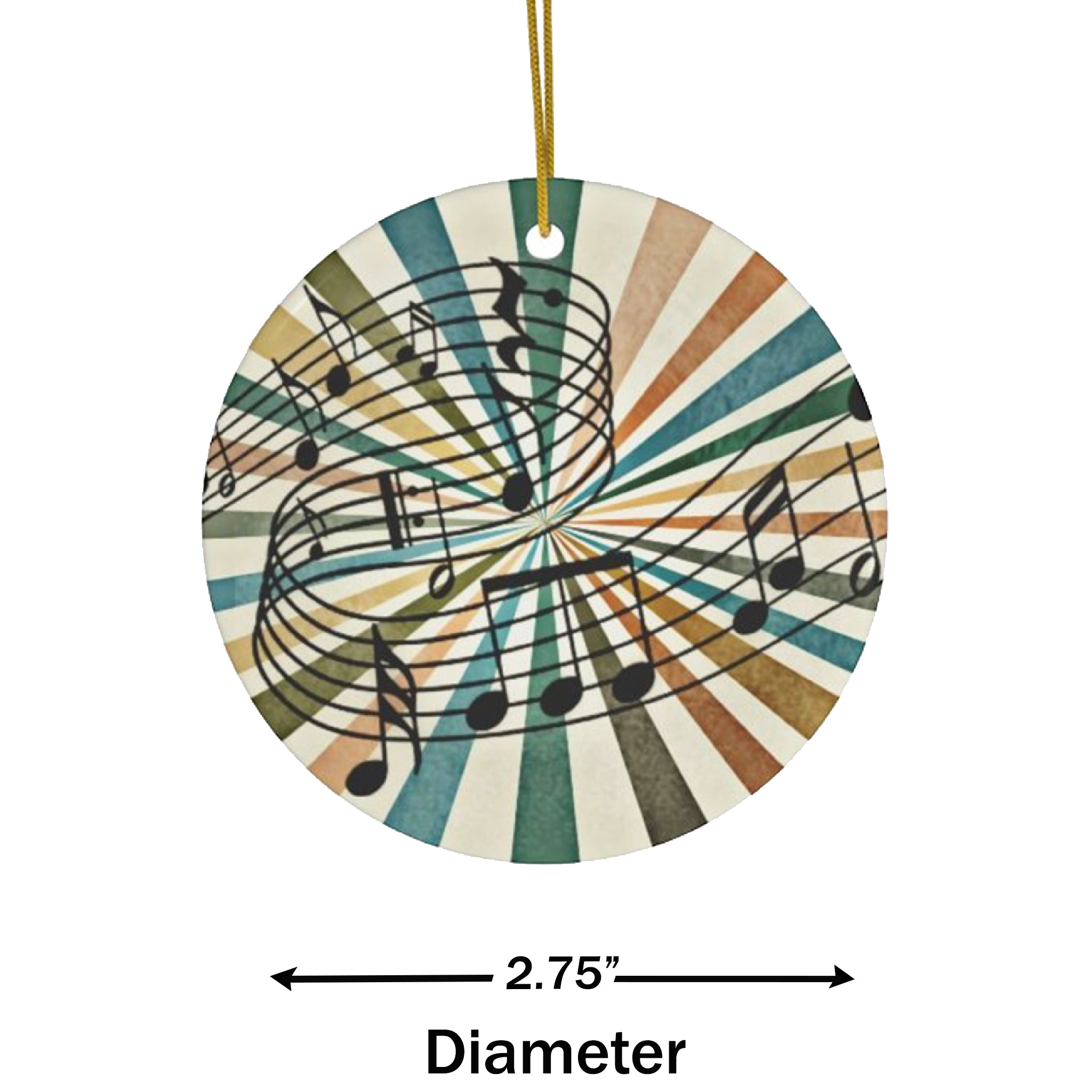 Retro Vintage Music Notes Ceramic Ornament | Christmas Market Ornaments